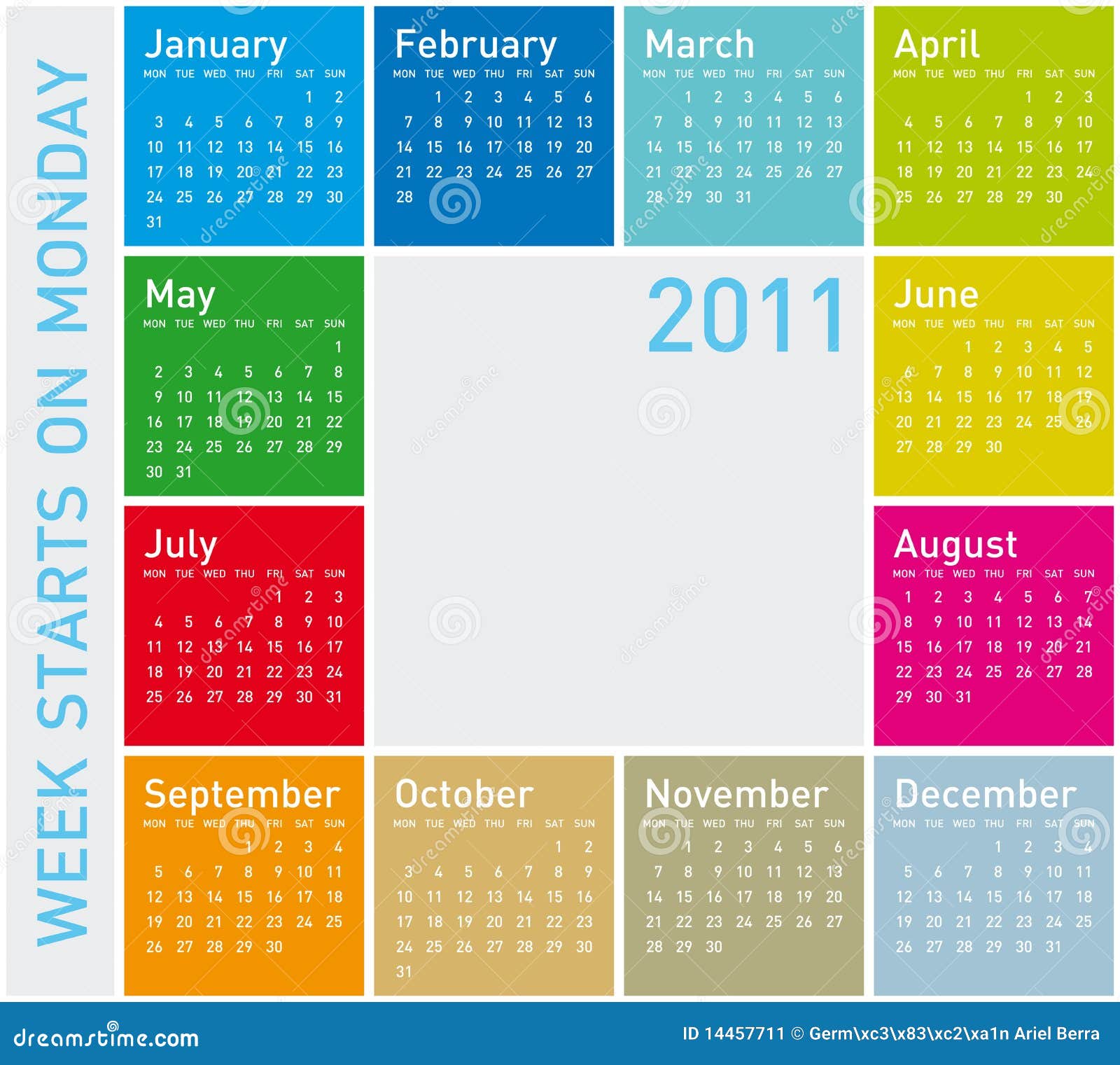 Colorful Calendar 2011 stock vector. Illustration of colours - 14457711