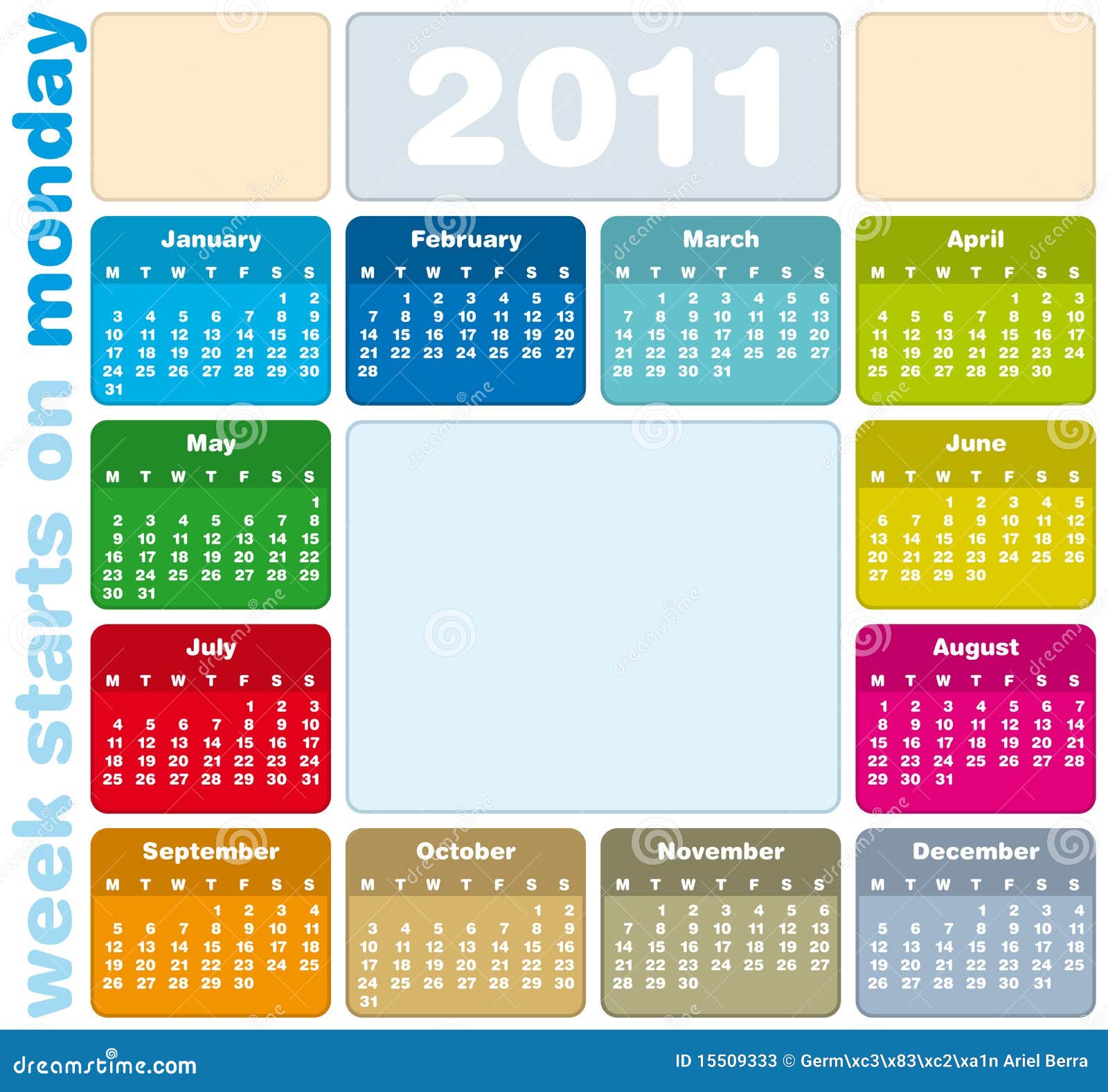 Colorful Calendar 2011 stock vector. Illustration of organizer - 15509333