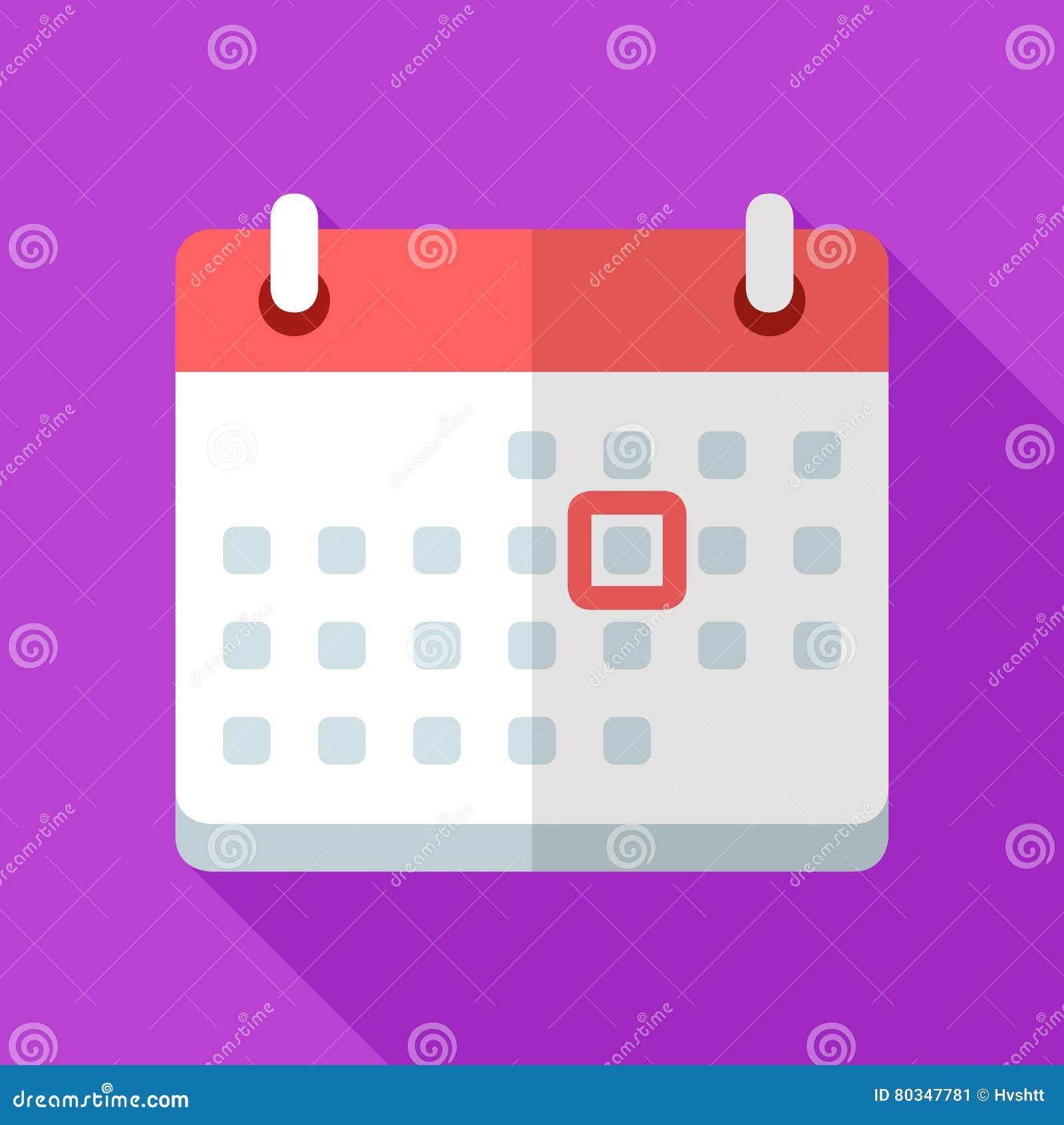 Colorful Calendar Icon in Modern Flat Style with Long Shadow. Vector ...