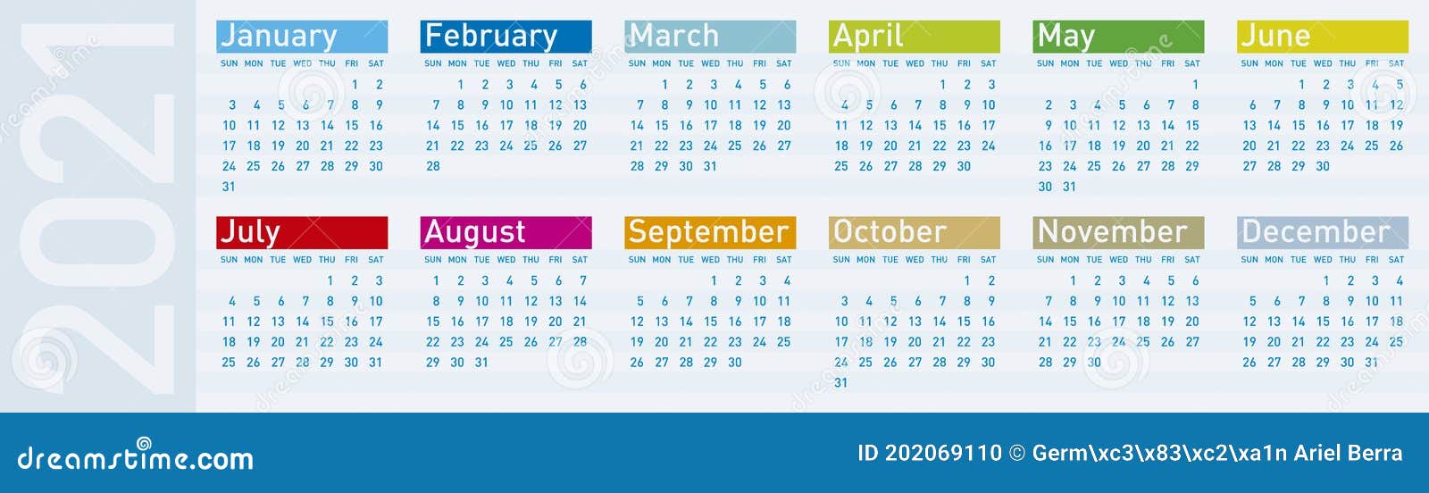 Colorful Calendar for Year 2021. Stock Vector - Illustration of ...