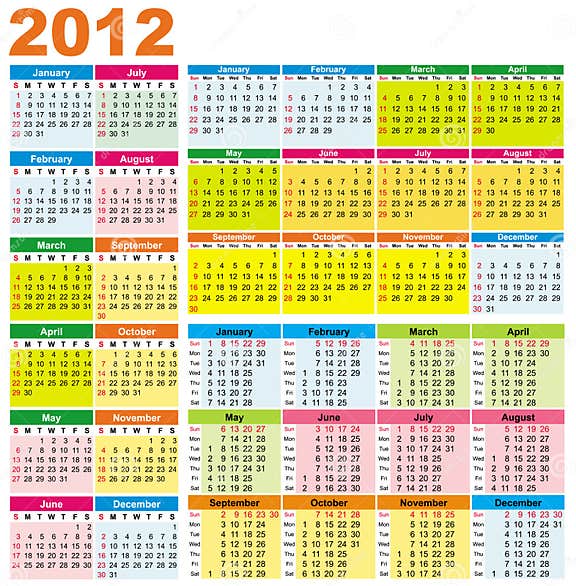 Colorful Calendars for 2012 Stock Vector - Illustration of scheduler ...