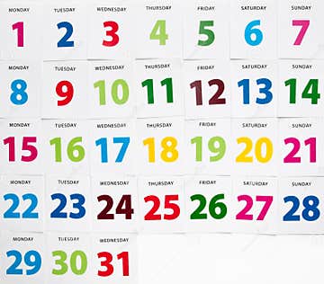 Colorful calender dates stock image. Image of paper, planning - 23306159