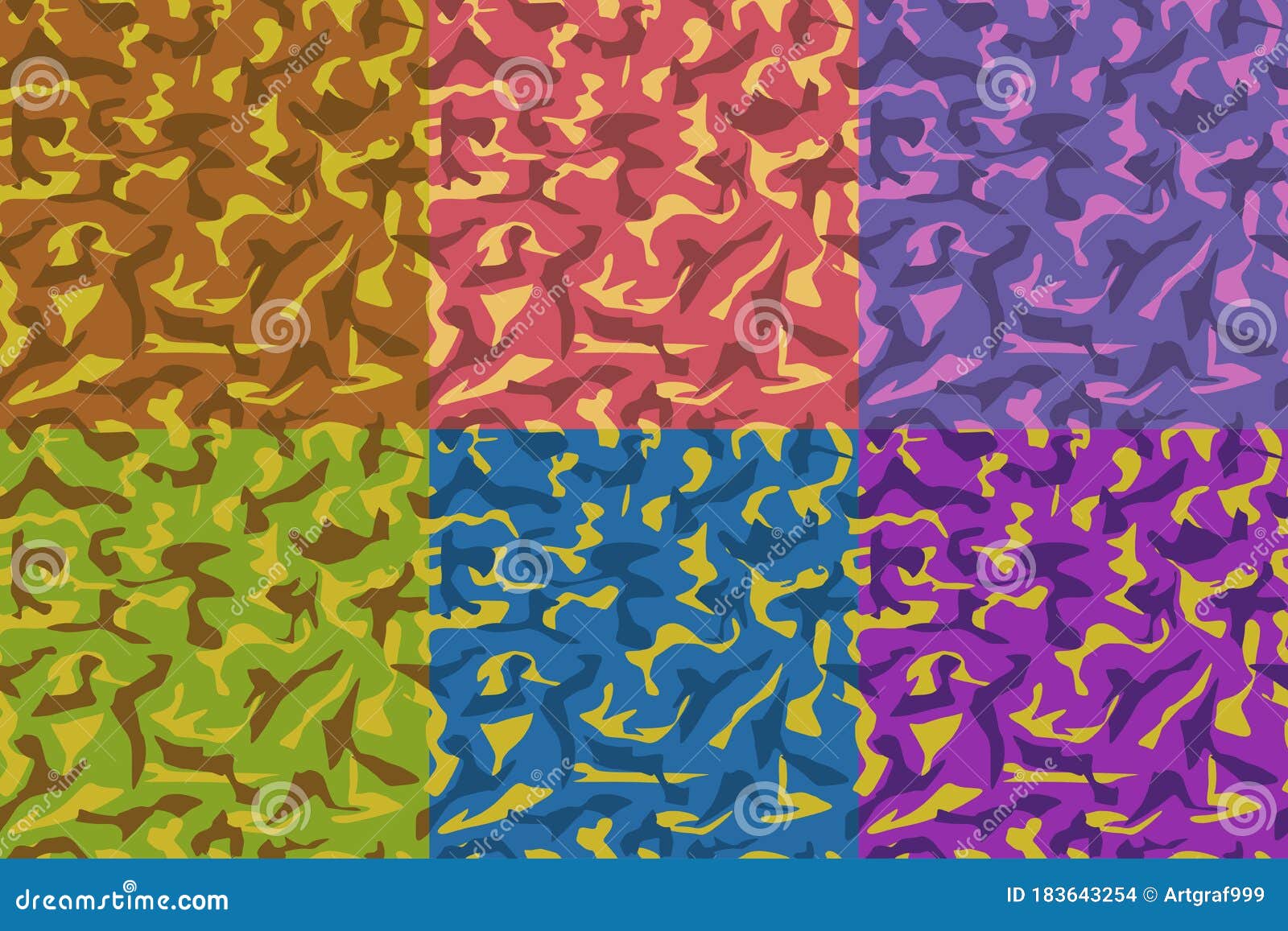 Colorful Camouflage Army Set Seamless Pattern. Military Texture ...