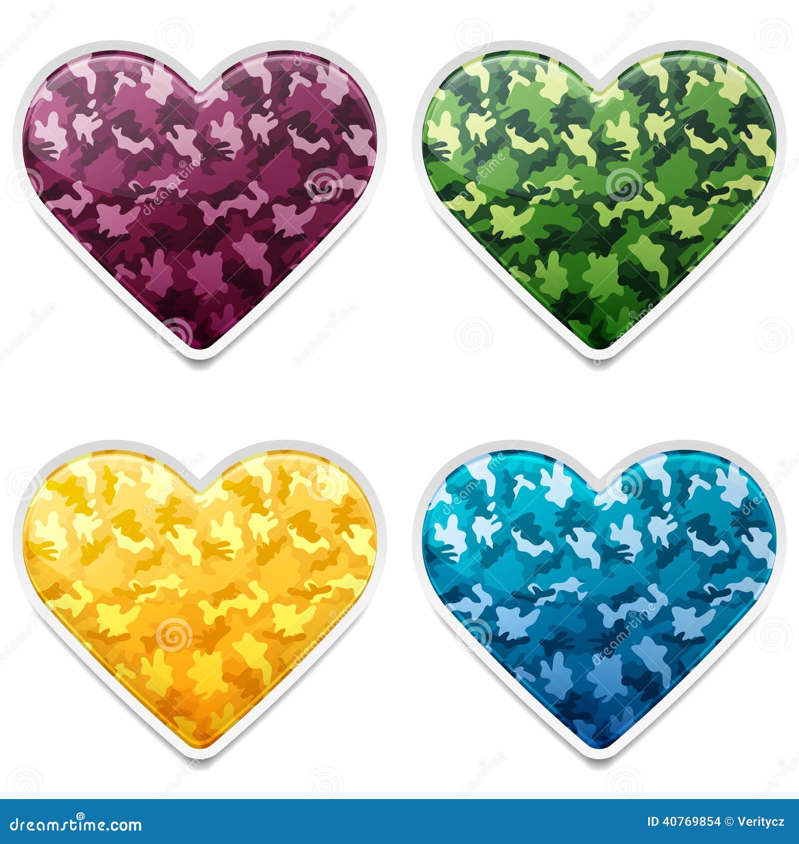 Colorful Camouflage Hearts stock vector. Illustration of color - 40769854