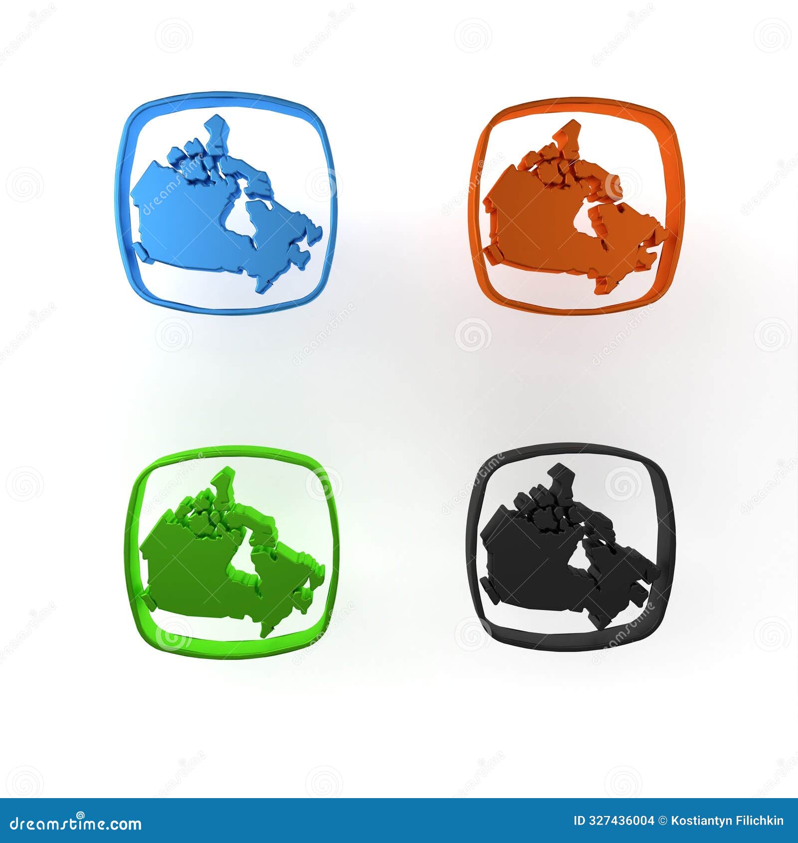 Colorful Canada Map Icon Isolated on White Background. Minimalism ...