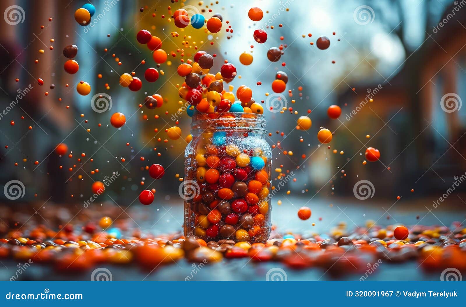 Colorful Candies are Falling into the Glass Jar Stock Image - Image of ...