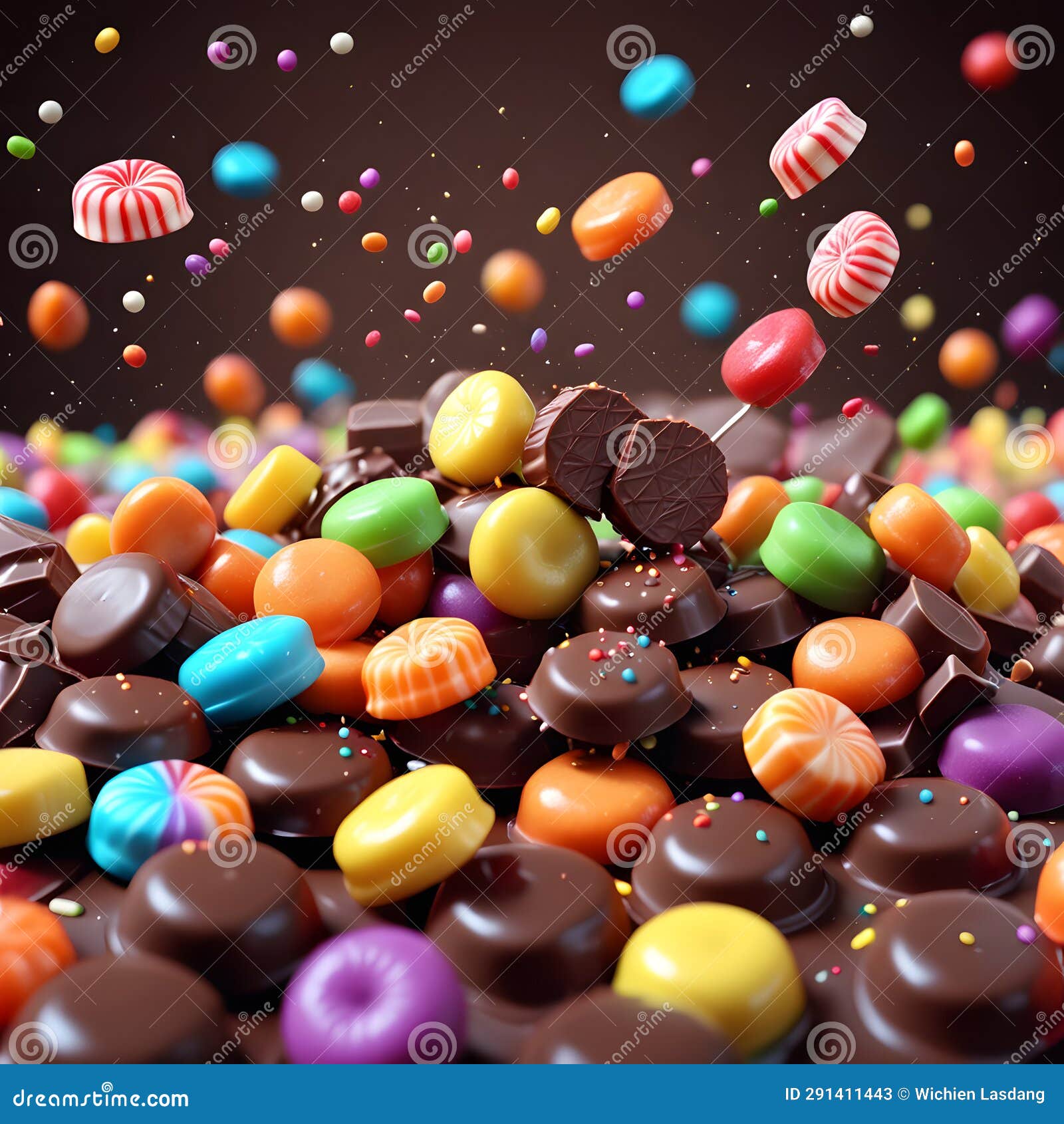 Colorful Candies are Falling on the Tabletop, Forming a Colorful Mound ...
