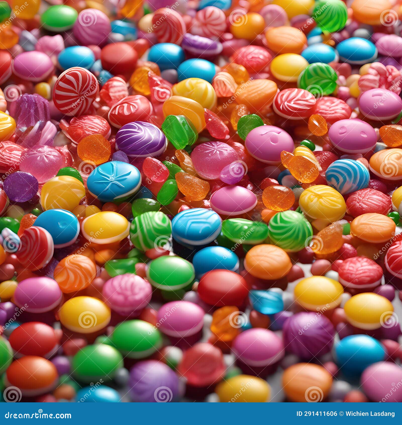 Colorful Candies are Falling on the Tabletop, Forming a Colorful Mound ...