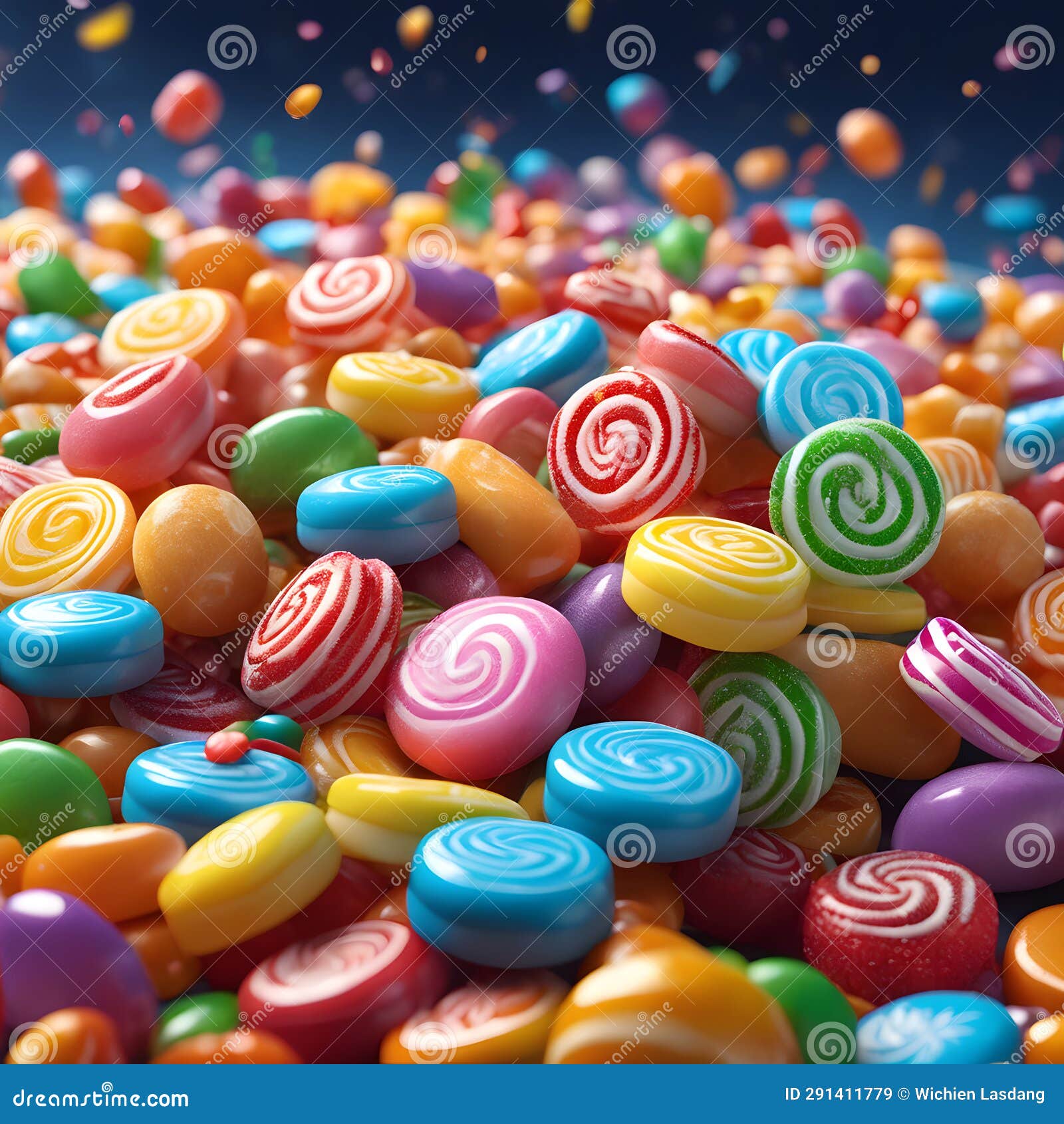 Colorful Candies are Falling on the Tabletop, Forming a Colorful Mound ...