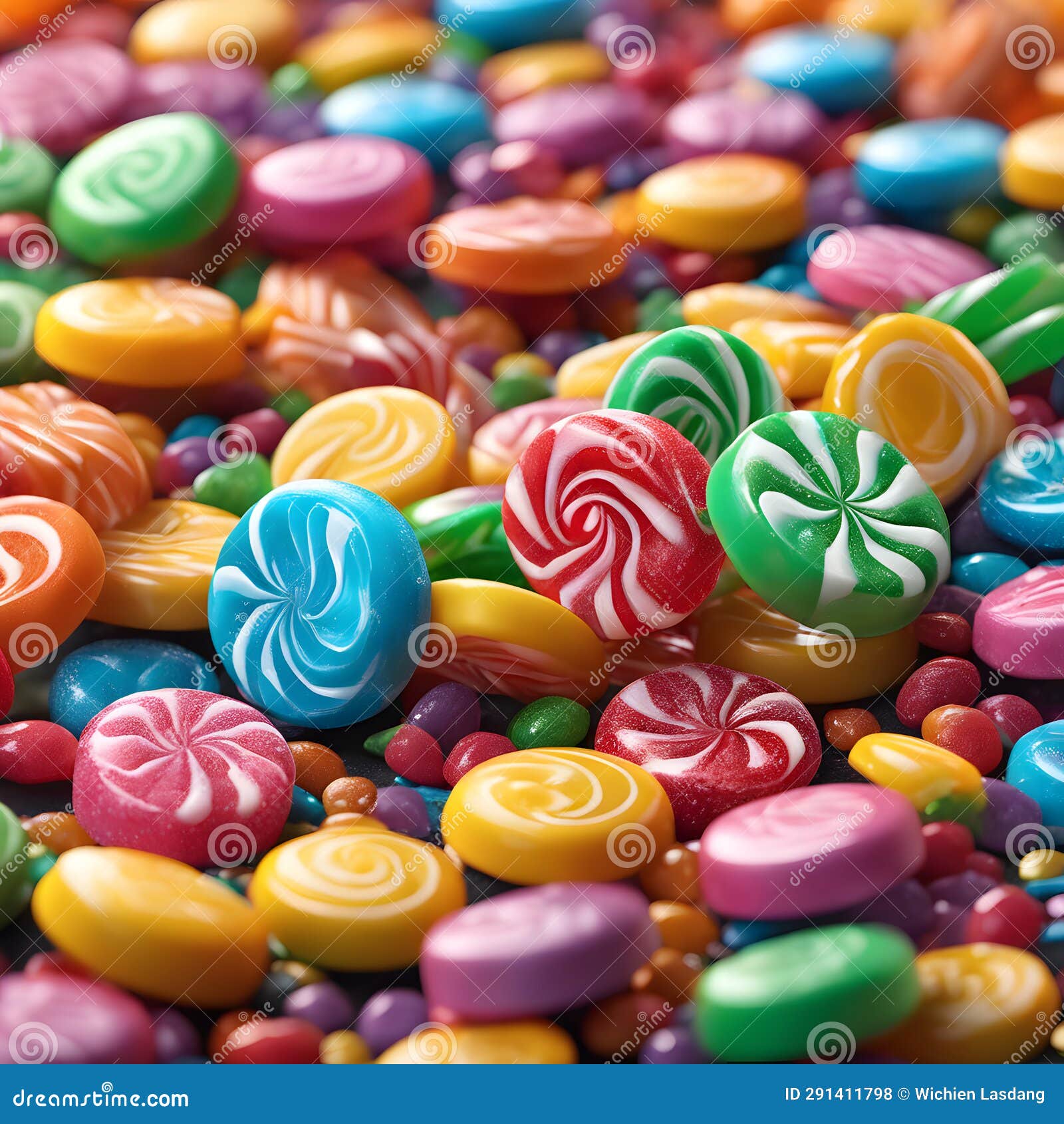 Colorful Candies are Falling on the Tabletop, Forming a Colorful Mound ...