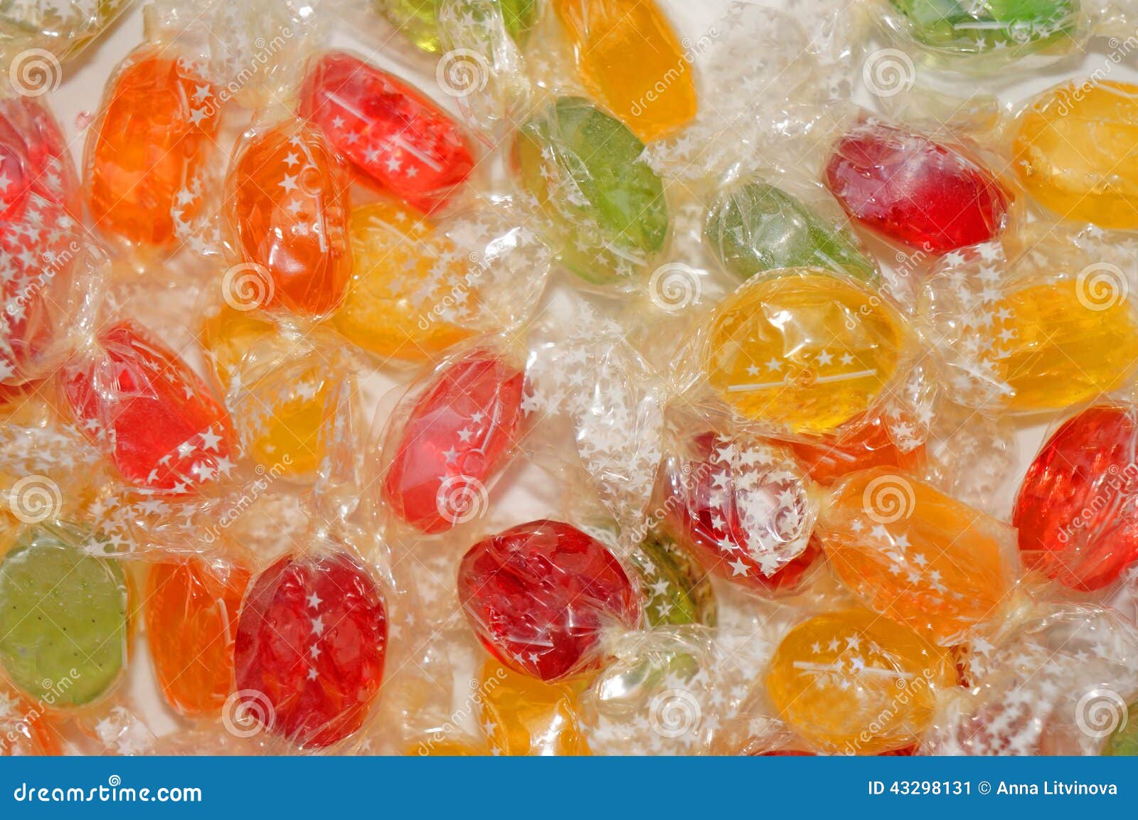 Colorful Candies in Transparent Wrappers Closeup Stock Image - Image of ...