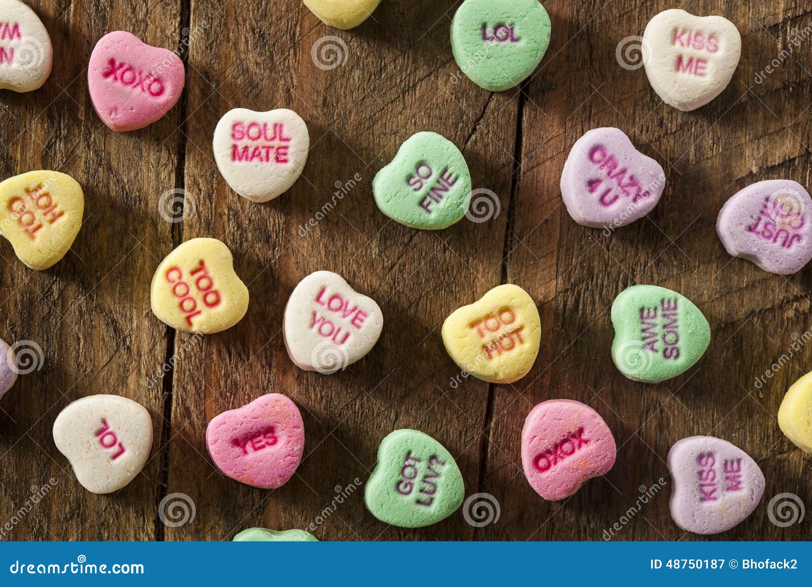 Colorful Candy Conversation Hearts Stock Image - Image of conversation ...