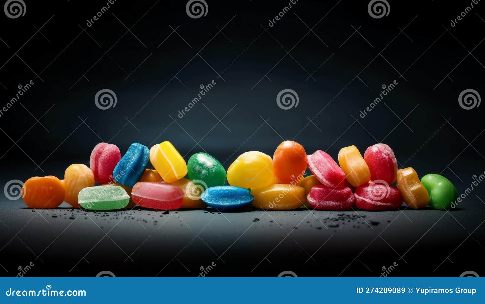 Colorful Candy Stack on Dark Background Generated by AI Stock Image ...