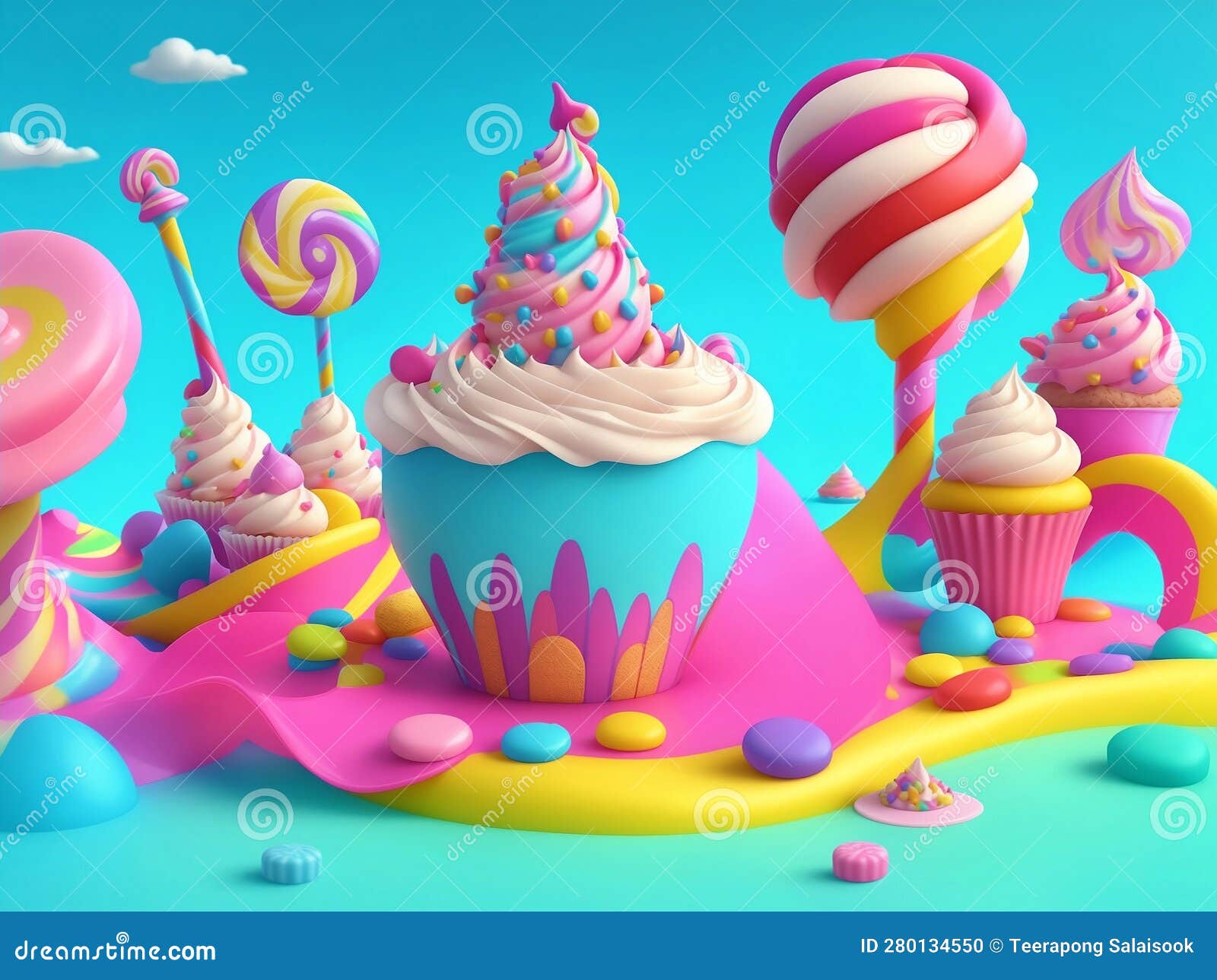 Colorful Candyland Background Generative Ai Illustration Stock