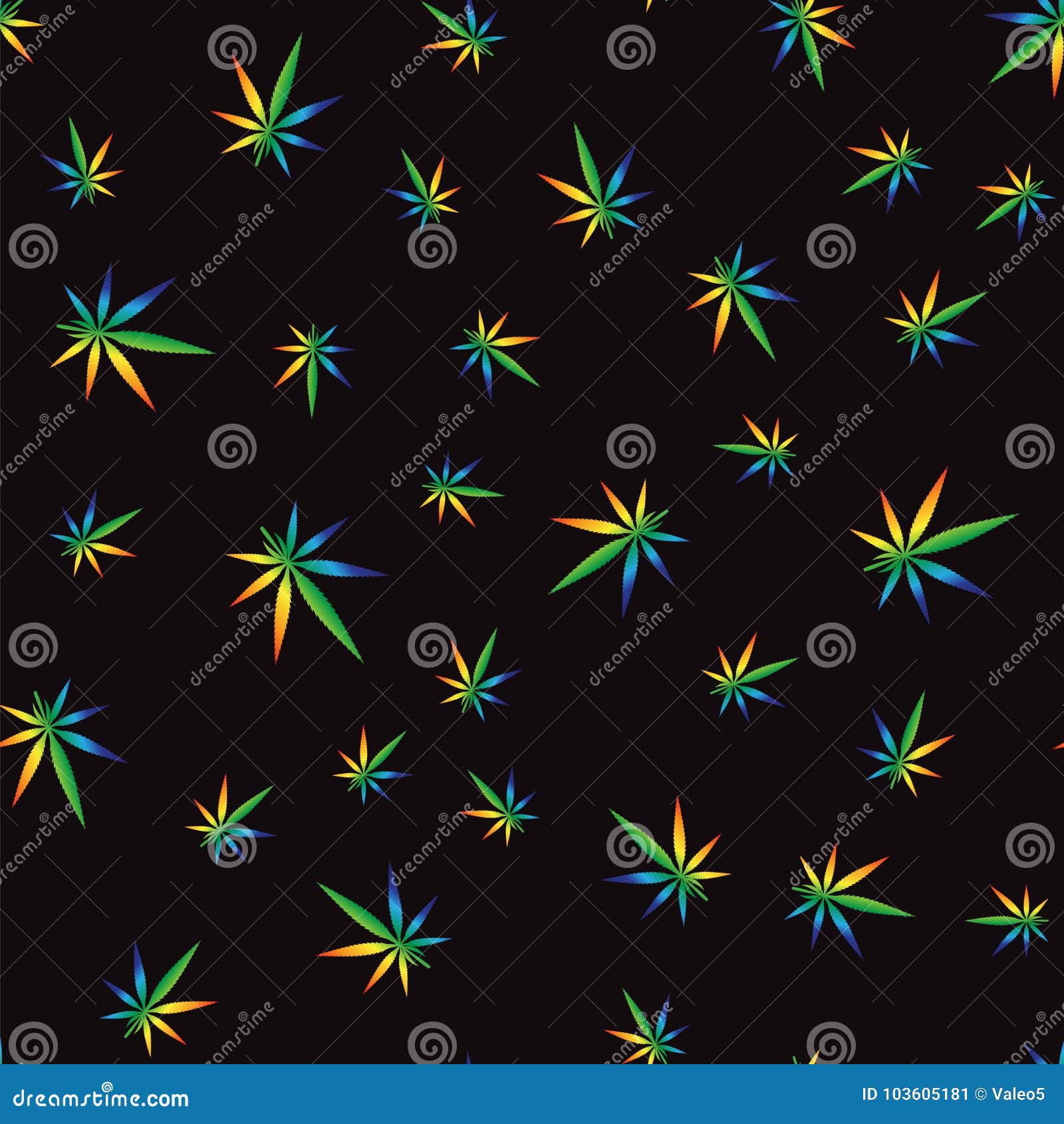 Colorful Cannabis Leaves Seamless Pattern Stock Vector - Illustration ...