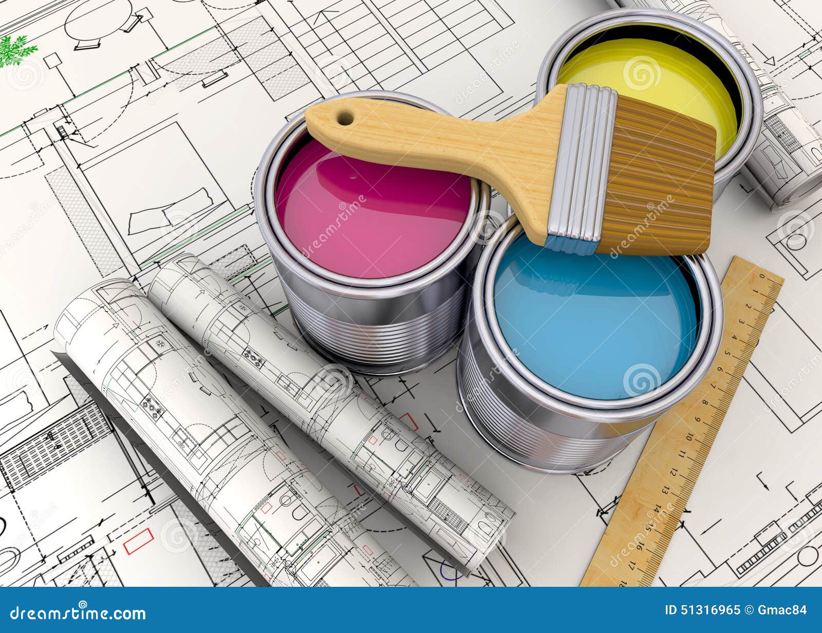 Colorful Cans - 3D stock illustration. Illustration of yellow - 51316965