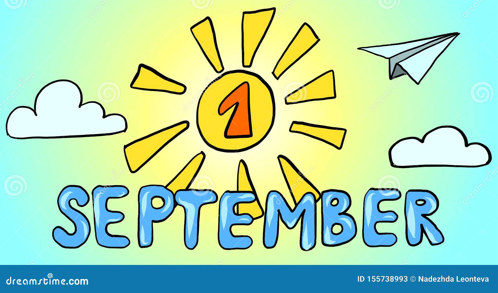 Colorful Card for 1 September with Sun Stock Illustration ...