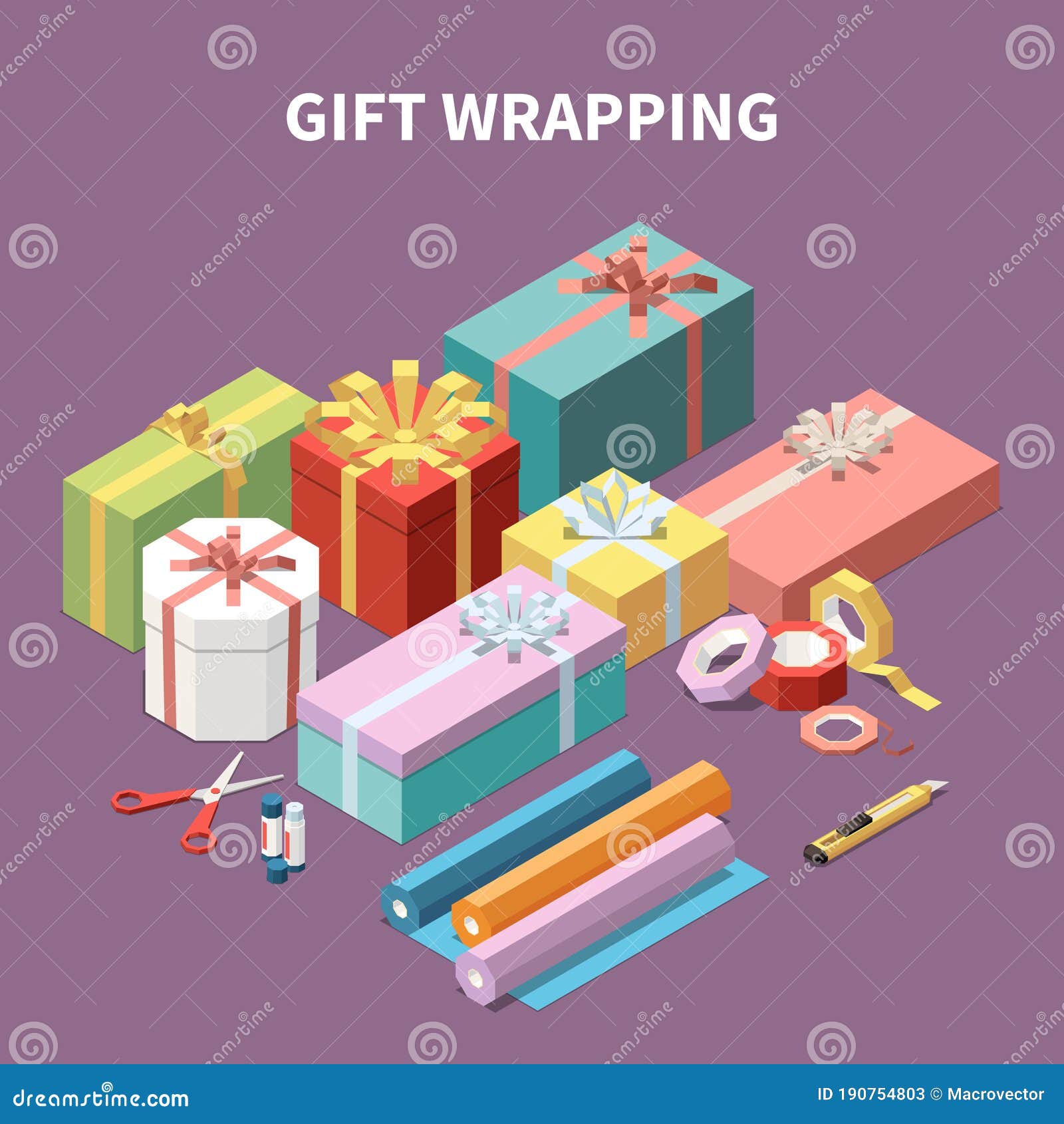 Gift Boxes Isometric Composition Stock Vector - Illustration of happy ...