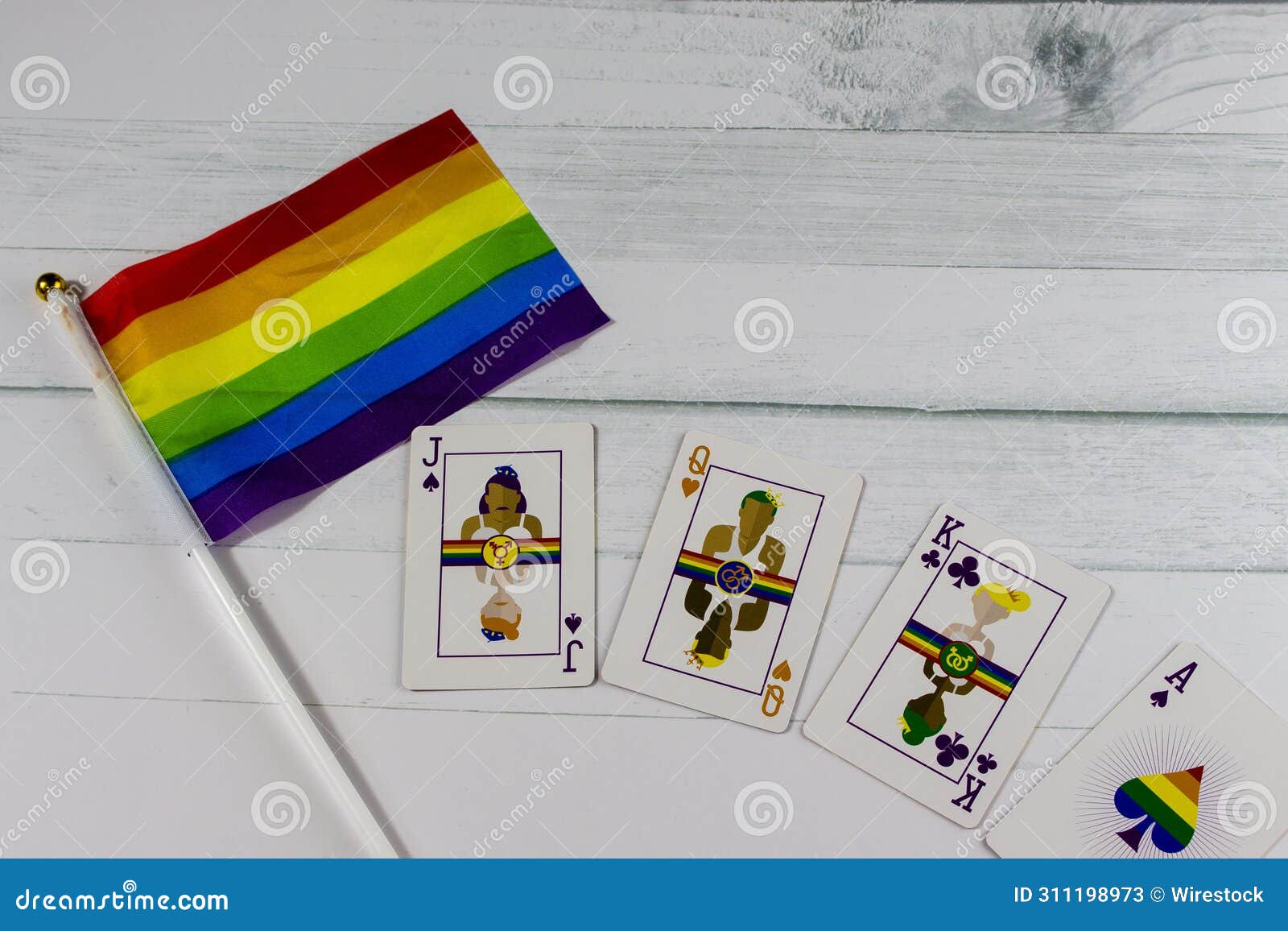 Colorful Cards Laid on Table with a Rainbow Flag Stock Image - Image of ...