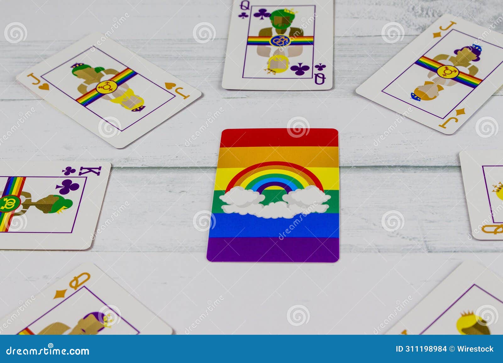 Colorful Cards Laid on Table with a Rainbow Flag Stock Photo - Image of ...