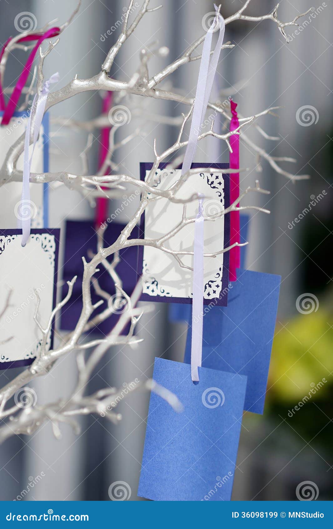 Colorful Cards on a Silver Tree Stock Image - Image of hang, retro ...