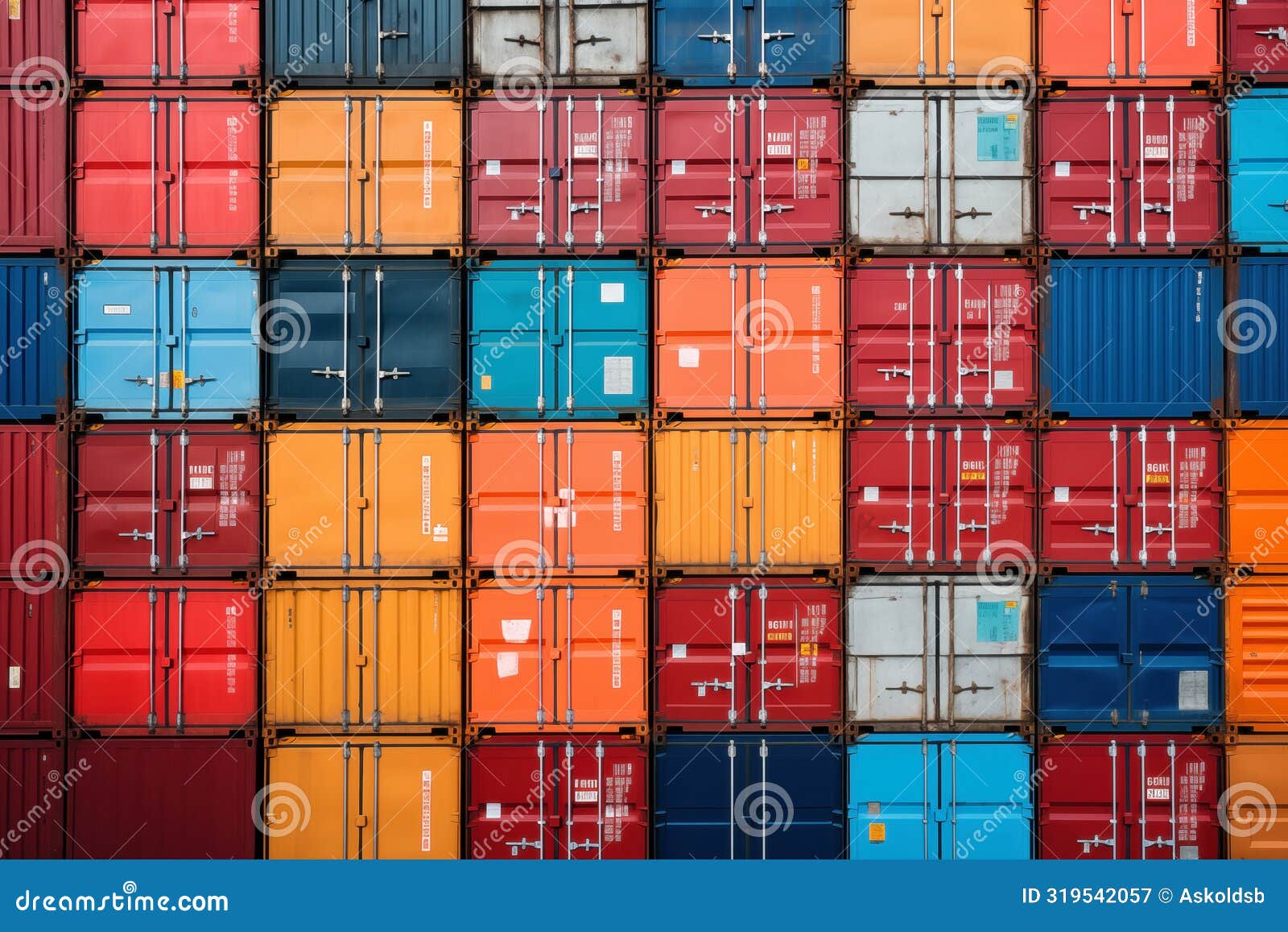 Colorful Cargo Containers Stacked on Each Other in a Large Container ...