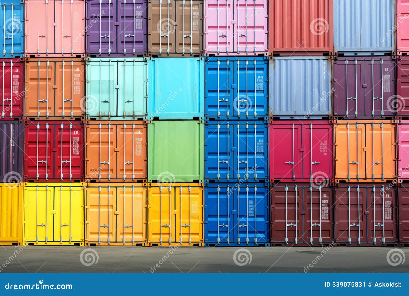 Colorful Cargo Containers Stacked on Each Other in a Large Container ...