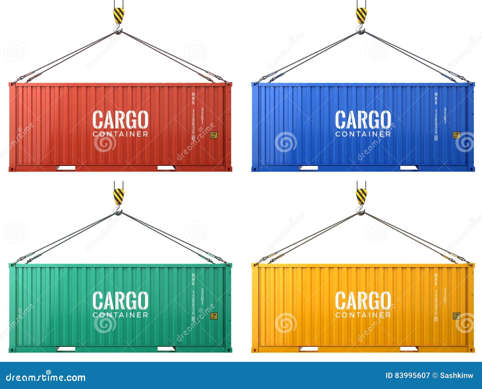 Shipping Containers Stack Vector Illustration, Flat Cartoon Blue And ...