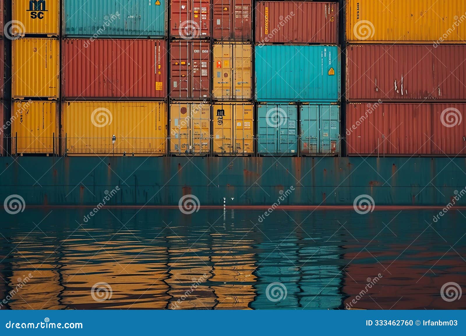 Colorful Cargo, Intricate Patterns on the Side of Stacked Shipping ...