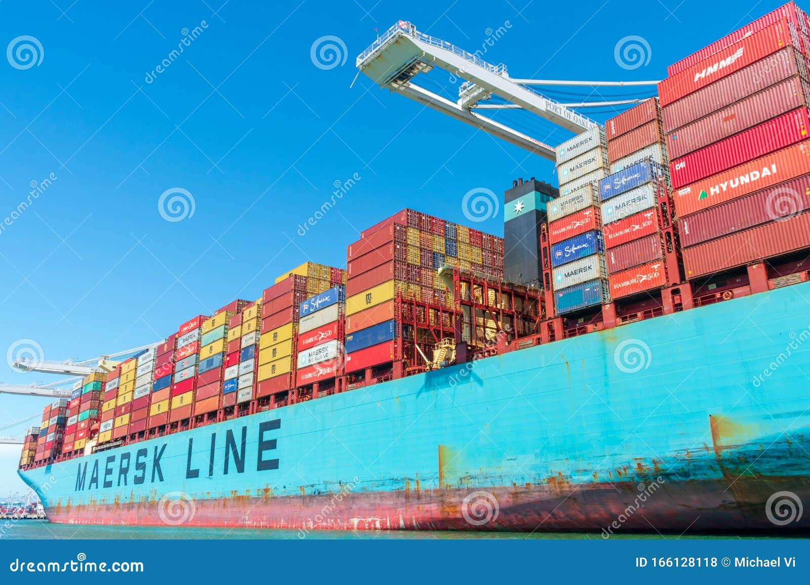 Colorful Cargo Shipping Containers Stacked Aboard of Container Ship ...