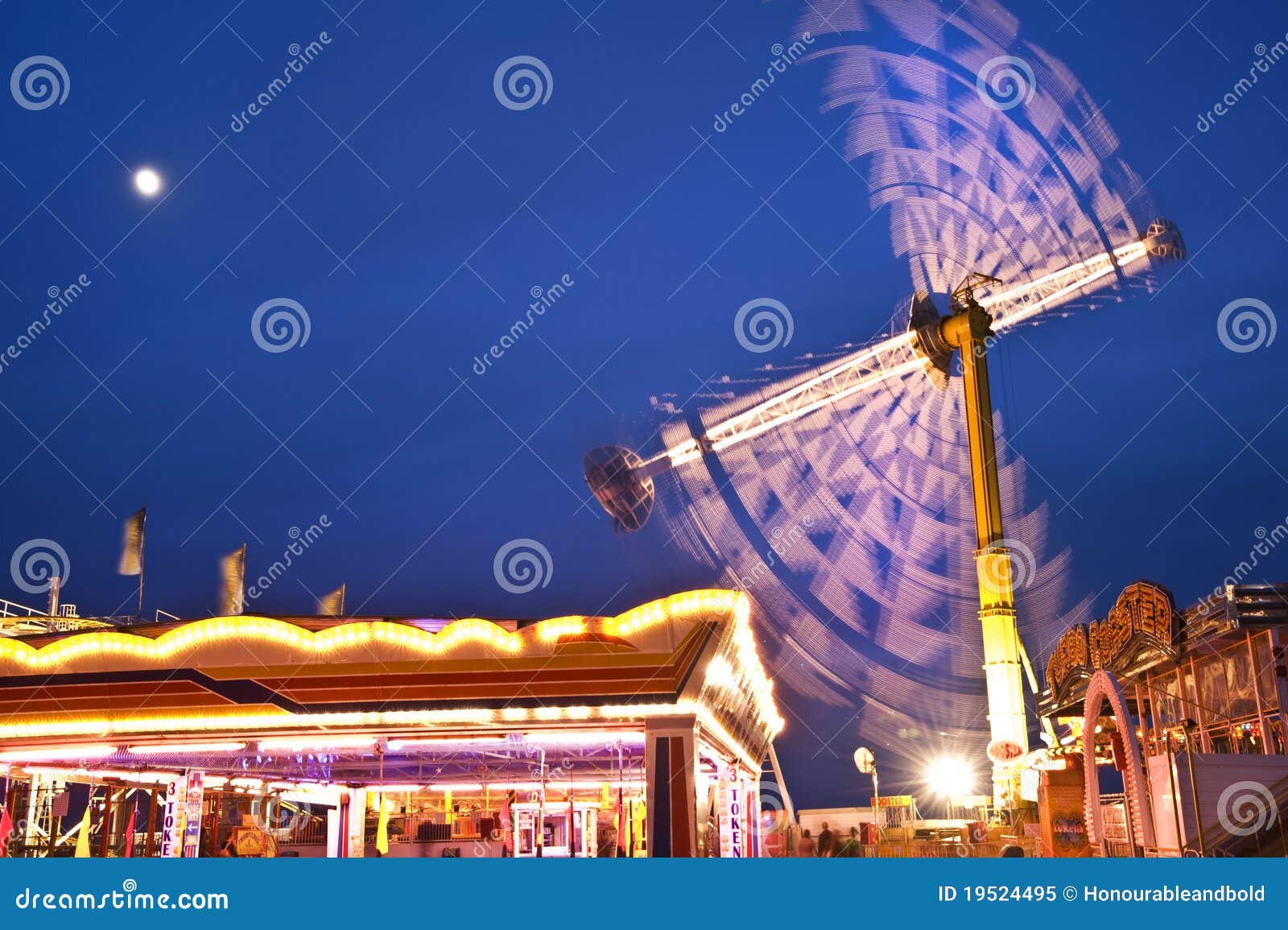 Colorful Carnival Fun Fair at Night Stock Image - Image of carnival ...