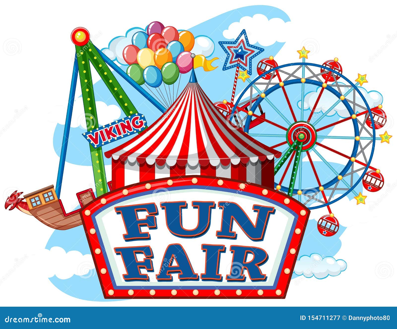 Colorful Carnival Funfair Banner Stock Vector - Illustration of sign ...