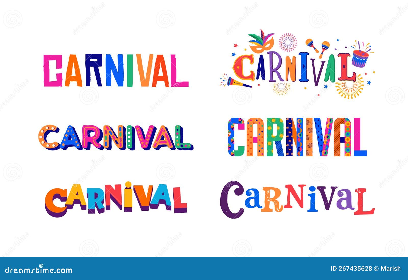 Colorful Carnival Lettering Concept Design Stock Vector - Illustration ...