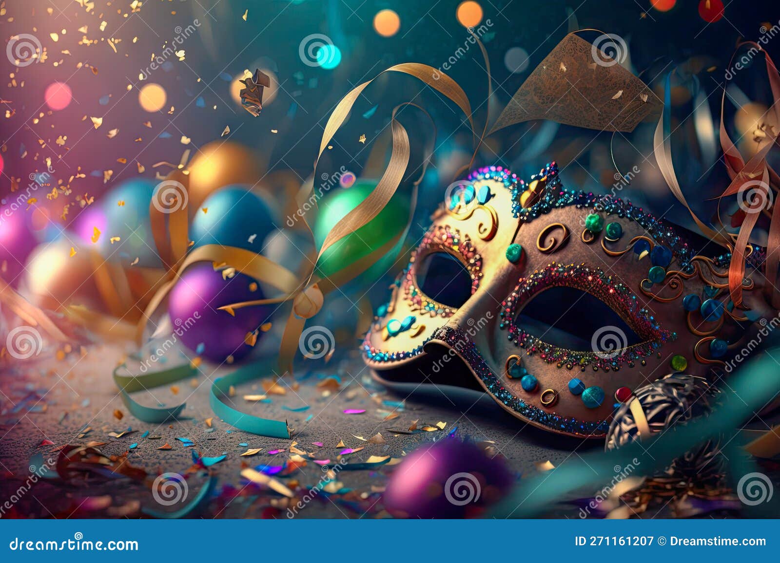 Colorful carnival mask stock illustration. Illustration of gold - 271161207