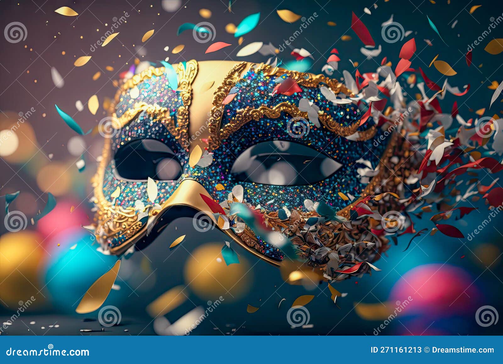 Colorful carnival mask stock illustration. Illustration of gold - 271161213