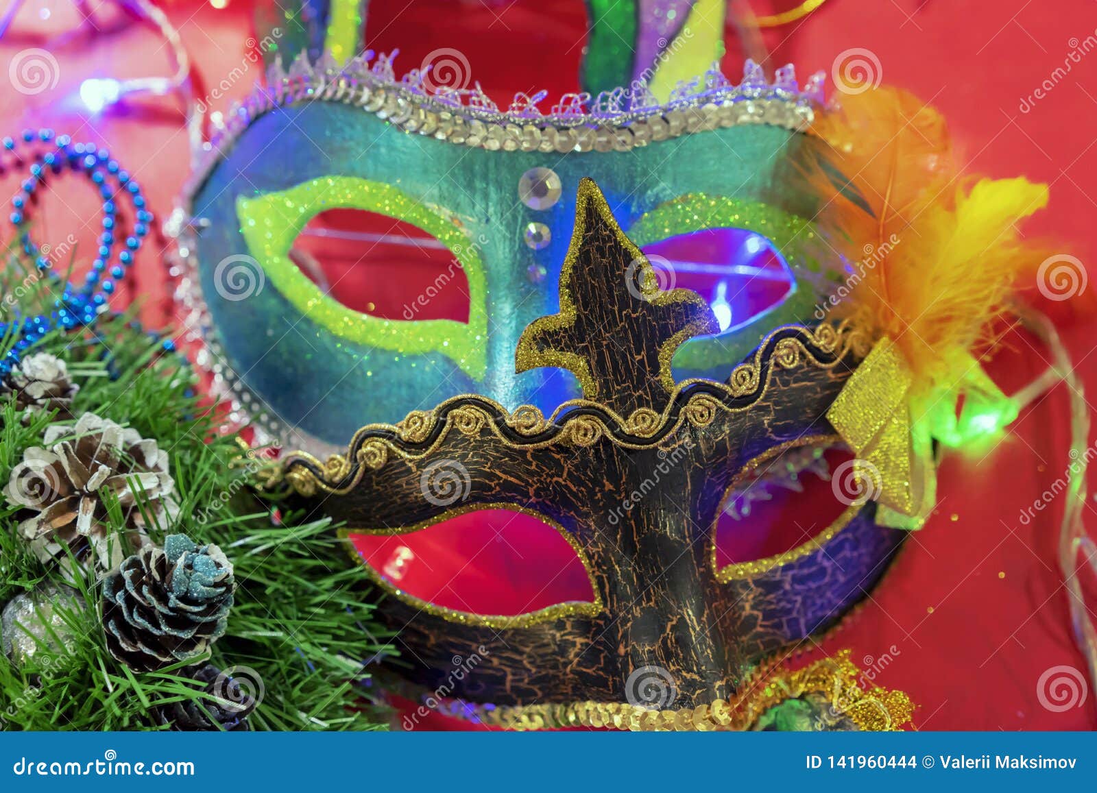 Colorful Carnival Masks of Different Shapes and Sizes Stock Photo ...