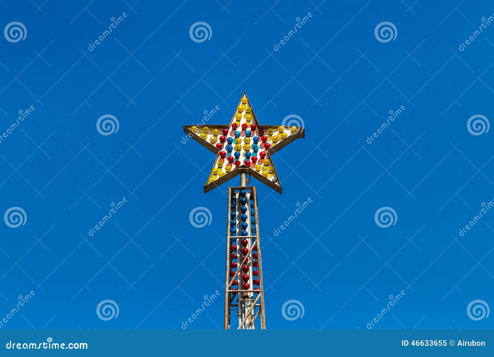 Colorful Carnival Ride Light Bulbs Star Shaped Stock Image - Image of ...