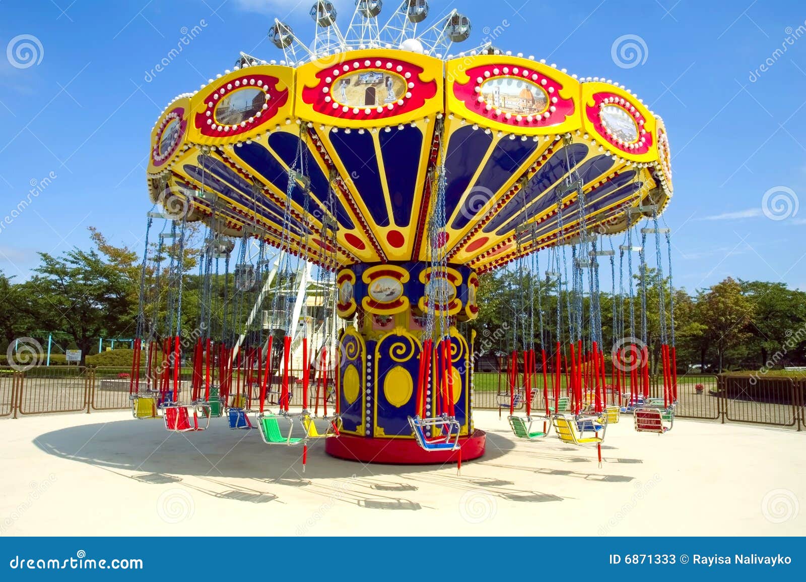 Colorful Carousel in Atraction Park Stock Image - Image of freedom ...