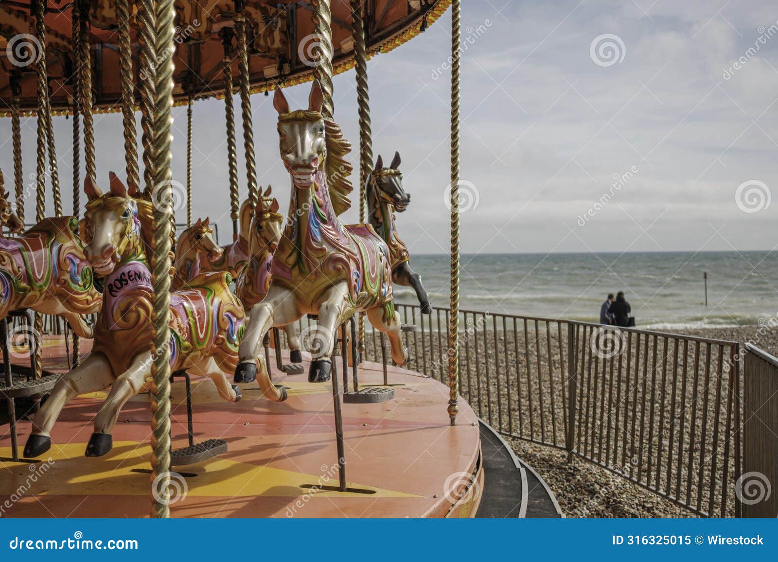 Carousel Horses on Beach Sand by the Ocean Editorial Image - Image of ...