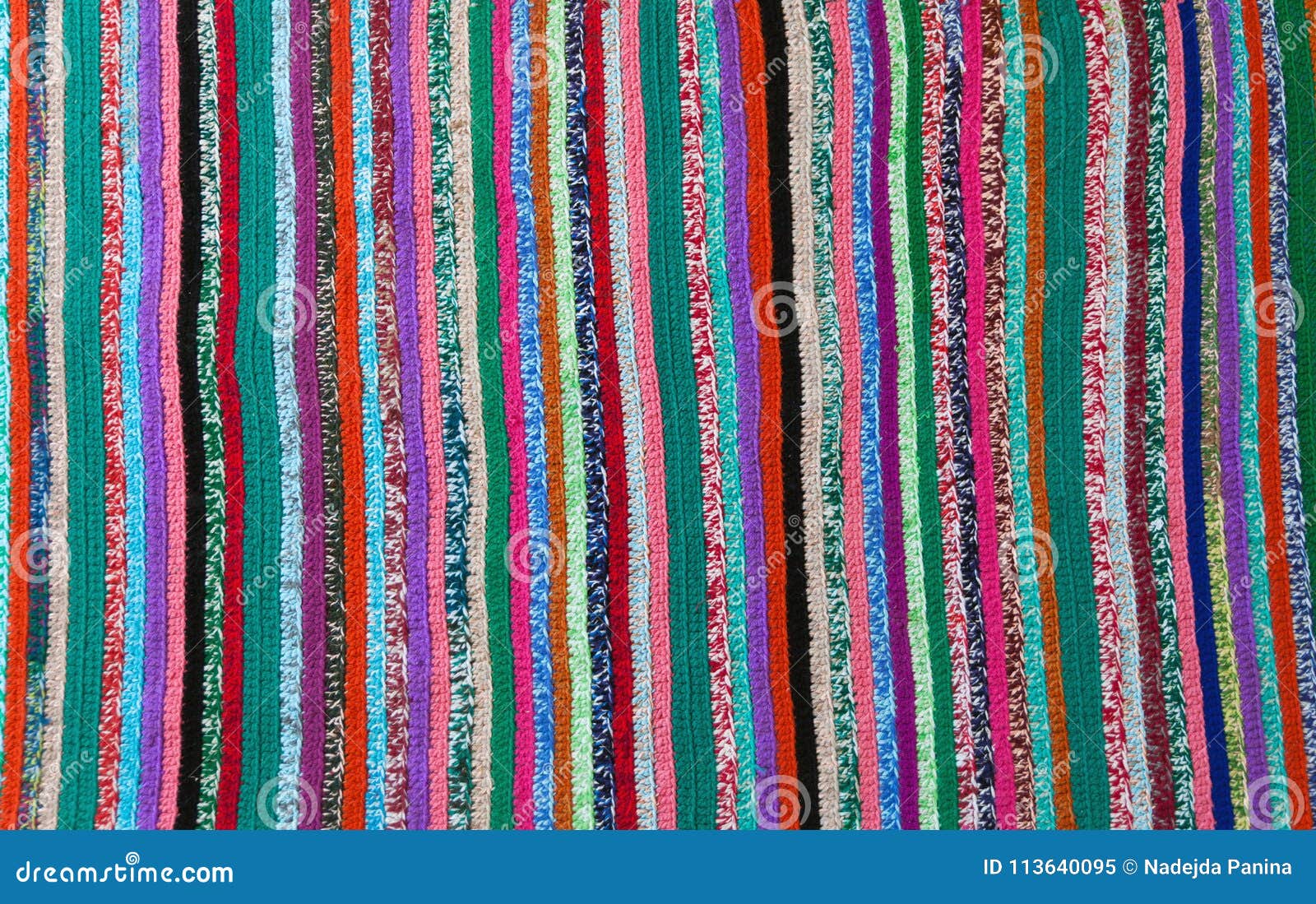 Colorful Carpet with Strips Knitted Pattern, Top View, Flat Lay Stock ...
