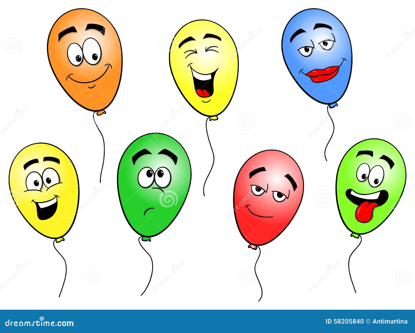 Colorful cartoon balloons stock vector. Illustration of funny - 58205840