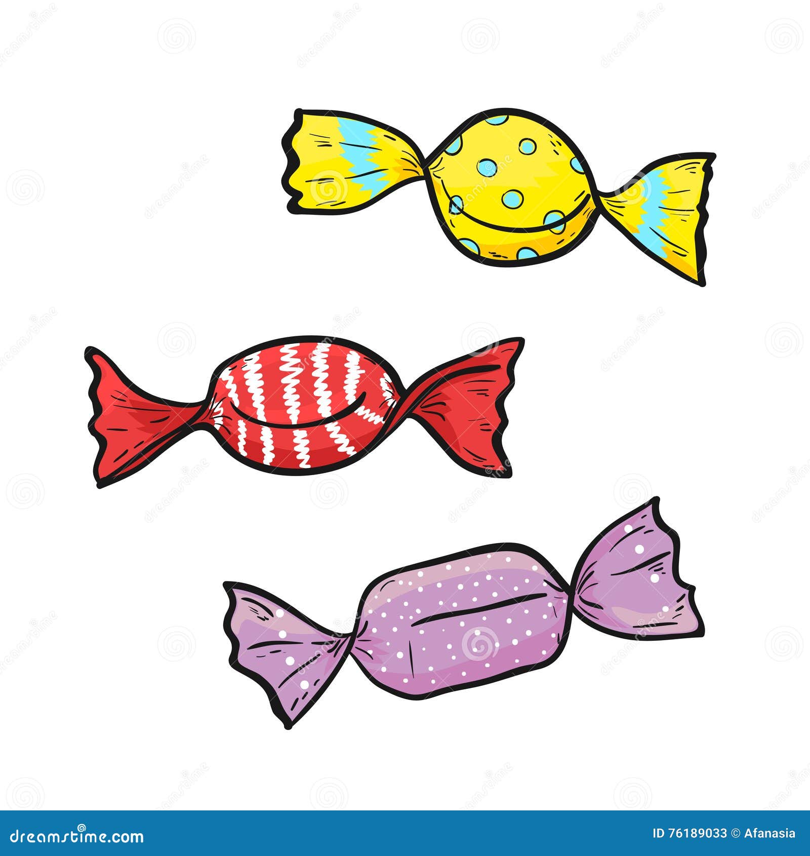 Cartoon Candies. Sweet Caramel Desserts. Lollipop And Gummy Jelly ...