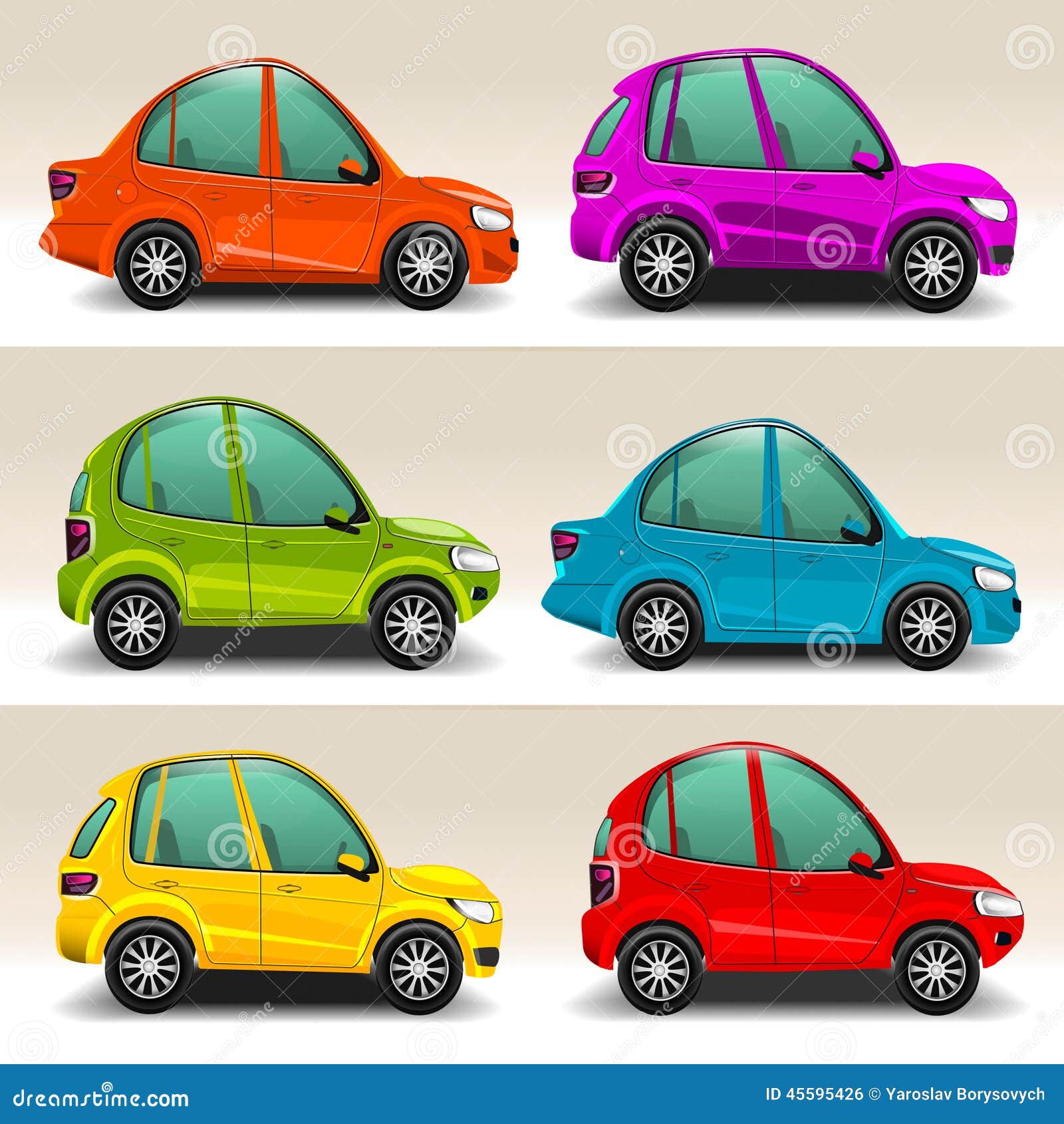Colorful Cartoon Cars Vector Stock Vector - Image: 45595426