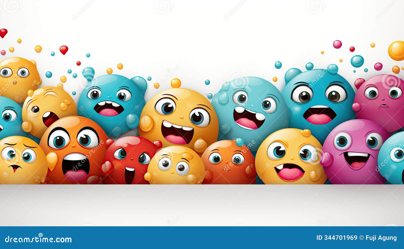 Colorful Cartoon Characters with Different Emotions on a White ...