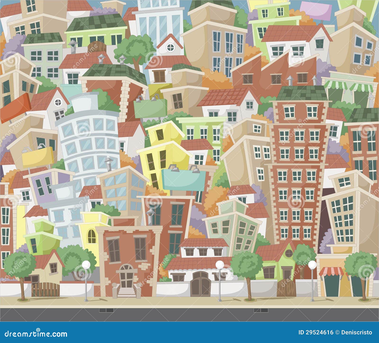 Colorful cartoon city stock vector. Illustration of industry - 29524616