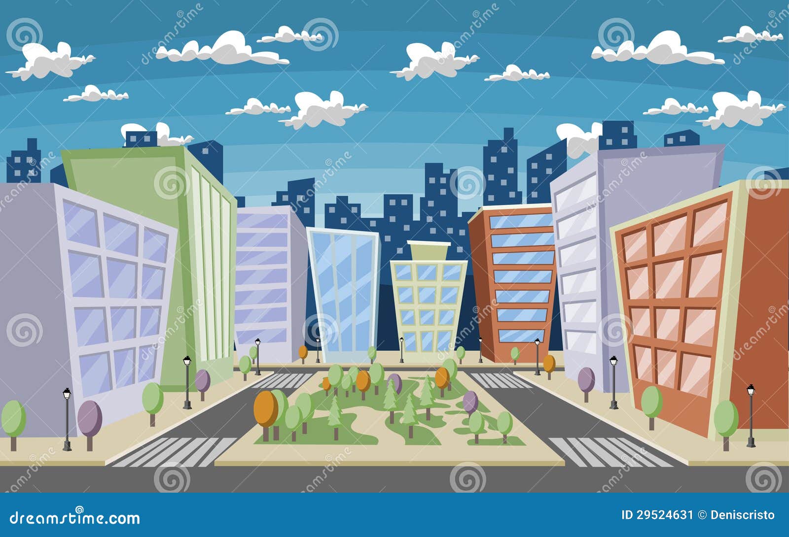 Colorful Cartoon City Stock Image - Image: 29524631