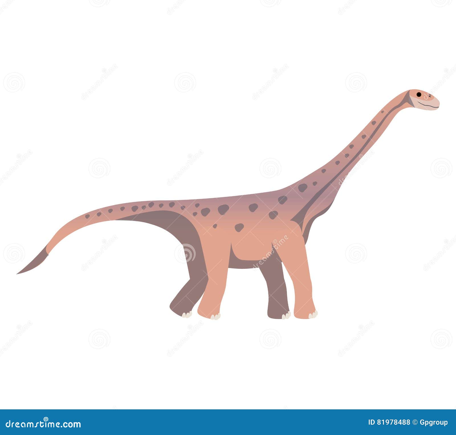 Colorful Cartoon with Dinosaur Diplodocus Stock Vector - Illustration ...