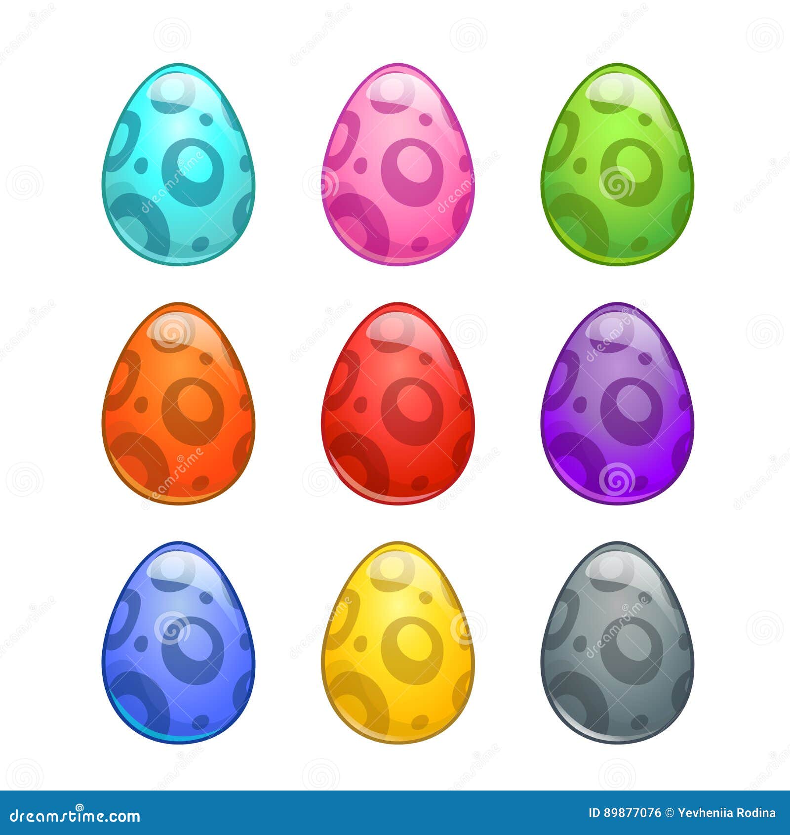 Cartoon Eggs Set. Whole, Fresh, Boiled, Fried, Double Eyed Eggs. Single ...