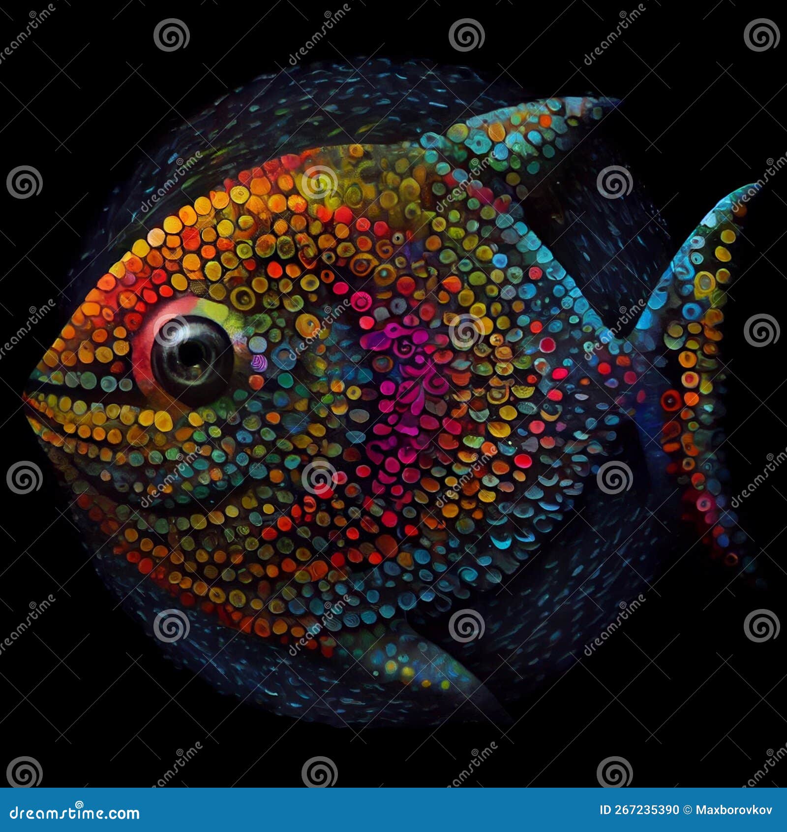 Colorful Cartoon Fish with Round Pattern Scale. Generative AI Stock ...