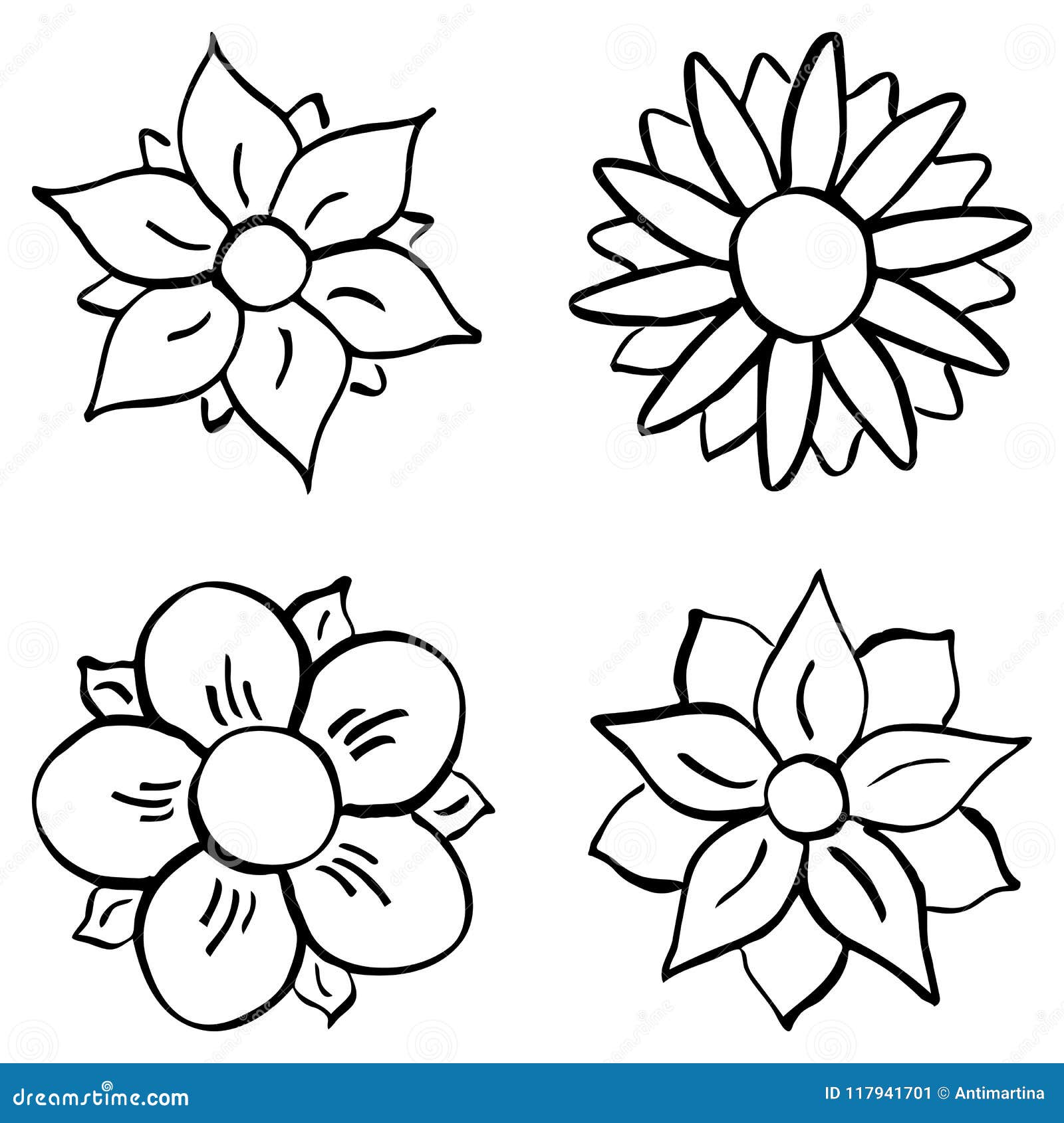 Colorful cartoon flowers stock vector. Illustration of doodle - 117941701